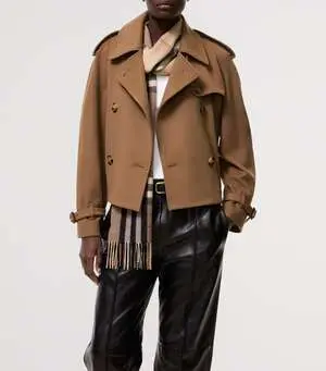 Burberry Cashmere Mayfair Cropped Trench Jacket