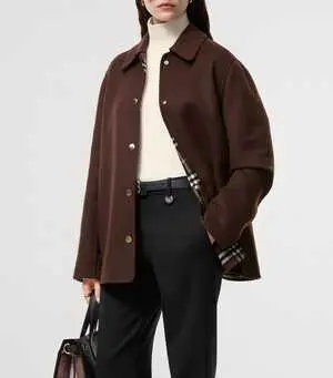 Burberry Wool Shirt Jacket With Check Lining