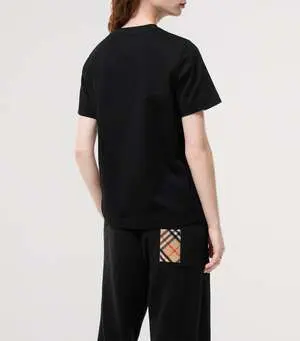 Burberry Cotton T-shirt With Check Patch - Black