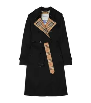 Burberry Gabardine Lakefield Long Trench Coat - Black