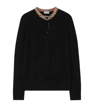 Burberry Wool Cardigan With Signature Check Trim