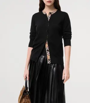 Burberry Wool Cardigan With Signature Check Trim
