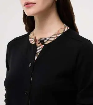 Burberry Wool Cardigan With Signature Check Trim