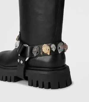 Kurt Geiger Leather Eagle Harness Biker Boots