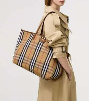 Burberry Medium Suede-check Reversible Bloomsbury Tote Bag - Beige