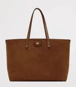 Burberry Medium Suede-check Reversible Bloomsbury Tote Bag - Beige