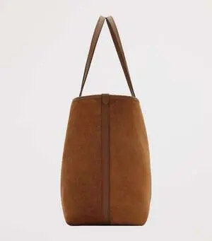Burberry Medium Suede-check Reversible Bloomsbury Tote Bag - Beige