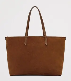 Burberry Medium Suede-check Reversible Bloomsbury Tote Bag - Beige