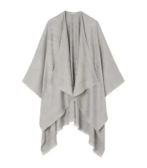 Burberry Wool-cashmere Check Cape - Grey