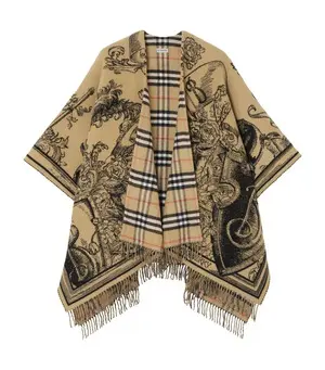 Burberry Wool Reversible Check Cape