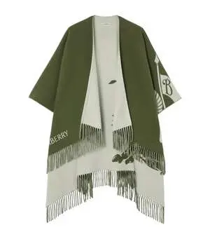 Burberry Wool-cashmere Cape With Equestrian Knight Design