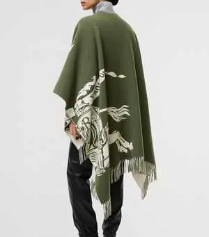 Burberry Wool-cashmere Cape With Equestrian Knight Design