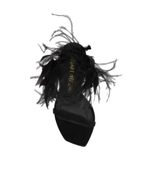 STUART WEITZMAN Feather-detailed Open-toe Slingback Sandals - Black
