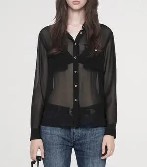 ALLSAINTS Maven Sheer Utility Shirt - Black