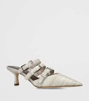 Rodo Leather Paige Heeled Mules 55 - Beige
