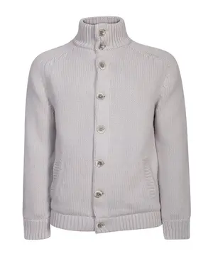 Herno High Neck Knitted Bomber Jacket - Gray