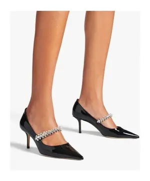 JIMMY CHOO Patent Leather Pumps With Crystals