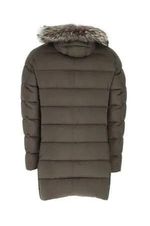 Herno Patch Pocket Fur-trimmed Puffer Coat - Green