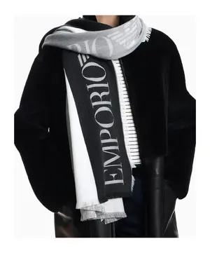 Emporio Armani Logo-embellished Striped Scarf