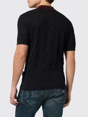 Philipp Plein Cotton Knit Polo Shirt With Contrast Hexagon Logo