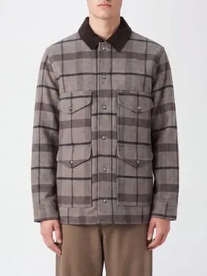 Filson Spokane Tartan Wool Shirt Jacket With Contrast Velvet Collar - Brown
