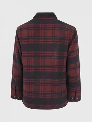 Filson Spokane Tartan Wool Shirt Jacket With Contrast Velvet Collar - Red