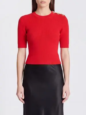 Elisabetta Franchi Ribbed Cropped Sweater - Red