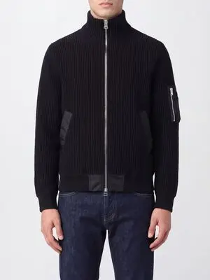 Sacai Ribbed Knit Zip-up Jacket - Black