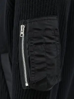 Sacai Ribbed Knit Zip-up Jacket - Black