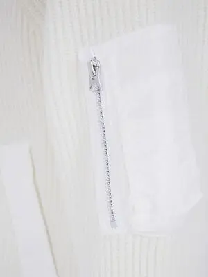 Sacai Turtleneck Wool Cardigan With Zip Closure And Slit Pockets