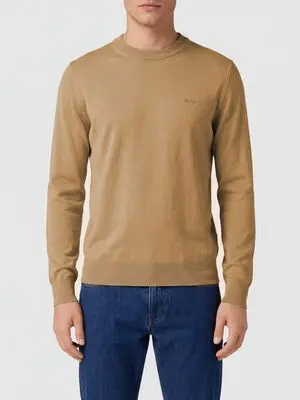 BOSS Crewneck Sweater With Embroidered Logo - Beige
