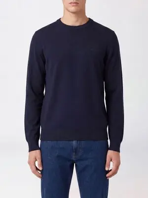 BOSS Crewneck Sweater With Embroidered Logo - Blue