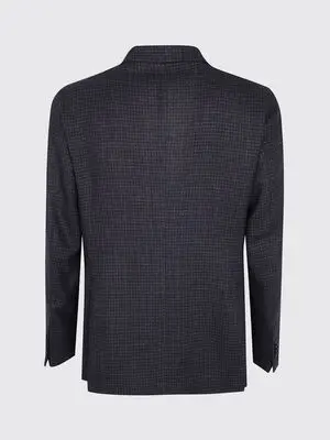 Tagliatore Single-breasted Check Blazer In Wool And Silk With Patch Pockets - Brown
