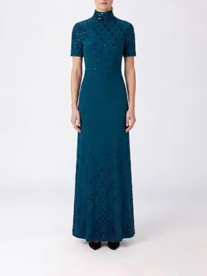 Rabanne Embellished High Neck Maxi Dress