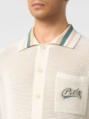 Philipp Plein Short-sleeve Cotton Mesh Polo Shirt With Contrast Tipping - White
