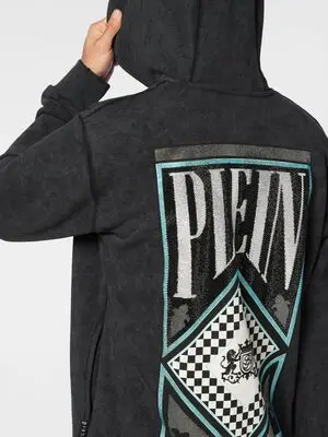 Philipp Plein Cotton Hoodie With Rhinestone Logo And Dropped Shoulders