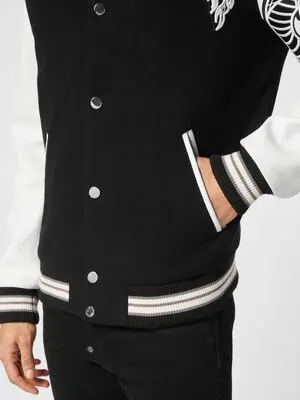 Philipp Plein Hooded Varsity Jacket With Dragon Embellishment