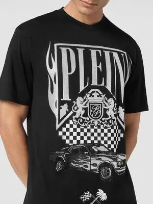 Philipp Plein Cotton Jersey T-shirt With Rhinestone Embroidered Logo