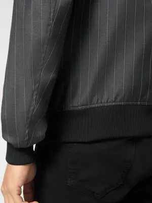 Philipp Plein Pinstripe Virgin Wool Varsity Bomber Jacket With Hexagon Logo
