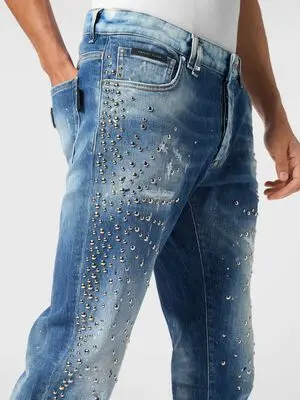 Philipp Plein Studded Distressed Jeans - Blue