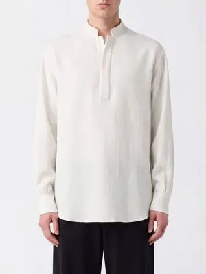 Valentino Garavani Pure Linen Shirt With Mandarin Collar And Concealed Placket