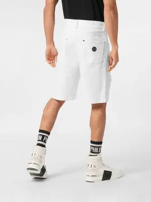Philipp Plein Distressed Denim Shorts - White