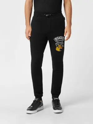 Philipp Plein Jersey Joggers With Drawstring Waist And Contrast Logo - Black