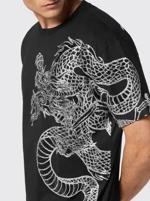 Philipp Plein Cotton Jersey T-shirt With Rhinestone Logo And Crew Neck