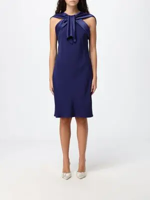 Alberta Ferretti Bow Neck Dress - Blue