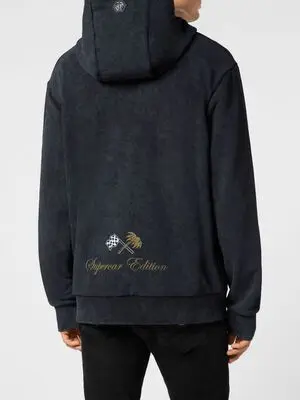 Philipp Plein Relaxed Fit Cotton Hoodie With Rhinestone Logo
