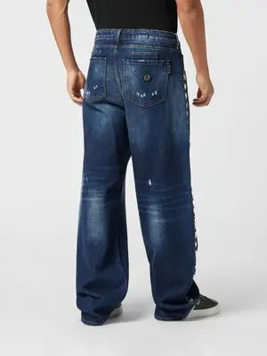Philipp Plein Embellished Wide Leg Jeans
