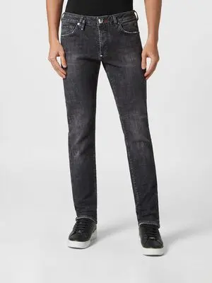 Philipp Plein Skinny Jeans In Stretch Denim With Rear Hexagon Logo