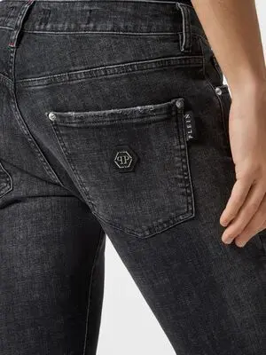 Philipp Plein Skinny Jeans In Stretch Denim With Rear Hexagon Logo