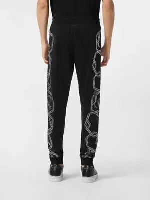 Philipp Plein Jersey Joggers With Drawstring And Rhinestone Monogram Logo